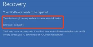 Fix: There Isn't Enough Memory to Create a Ramdisk Device (0xc0000017)